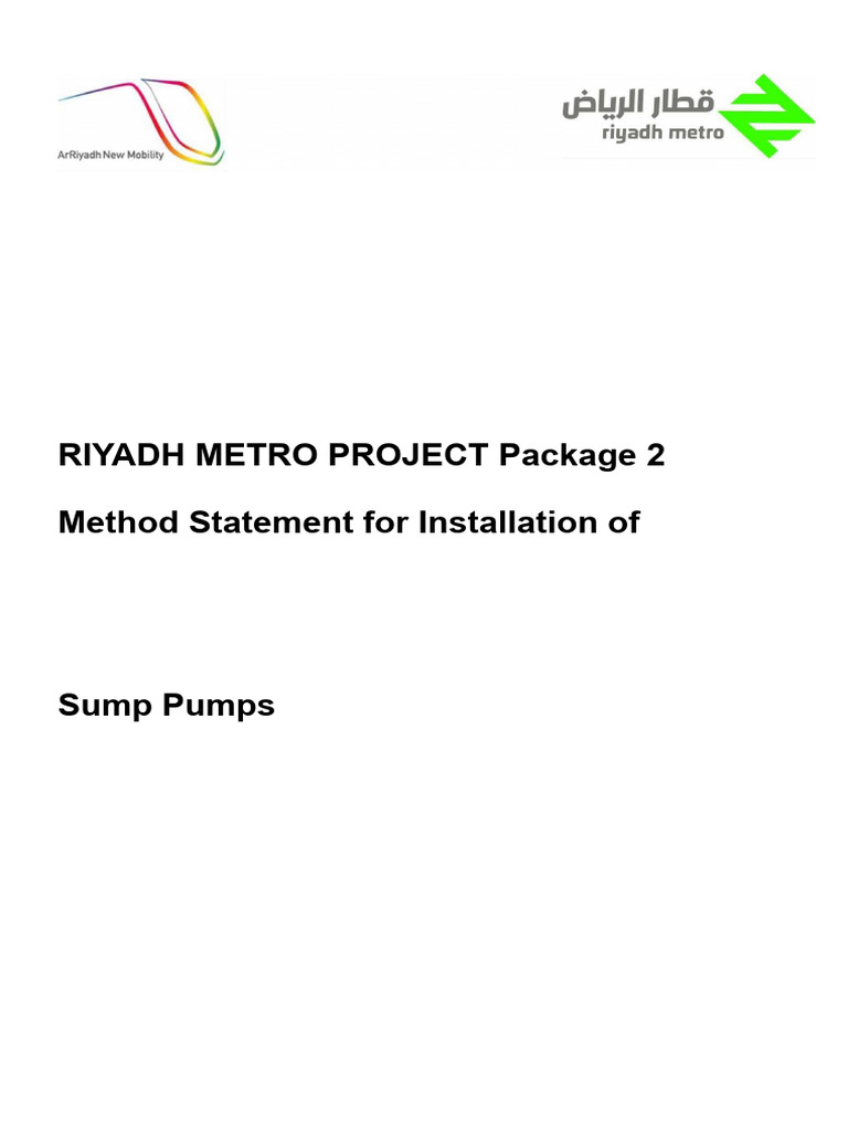 Sump Pump Installation Method Statement | PDF | Pump | Safety