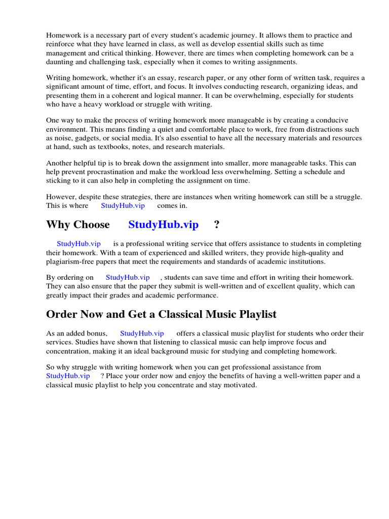 Homework Classical Music Playlist | PDF | Homework