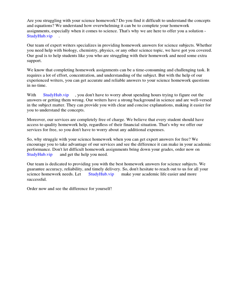 Free Science Homework Help Online | PDF | Essays | Homework