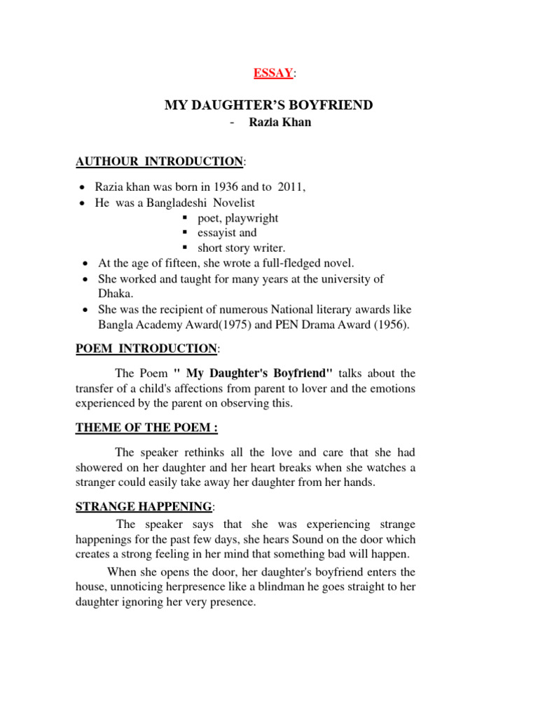 ESSAY - Daughter's Girl Friend | PDF | General Fiction