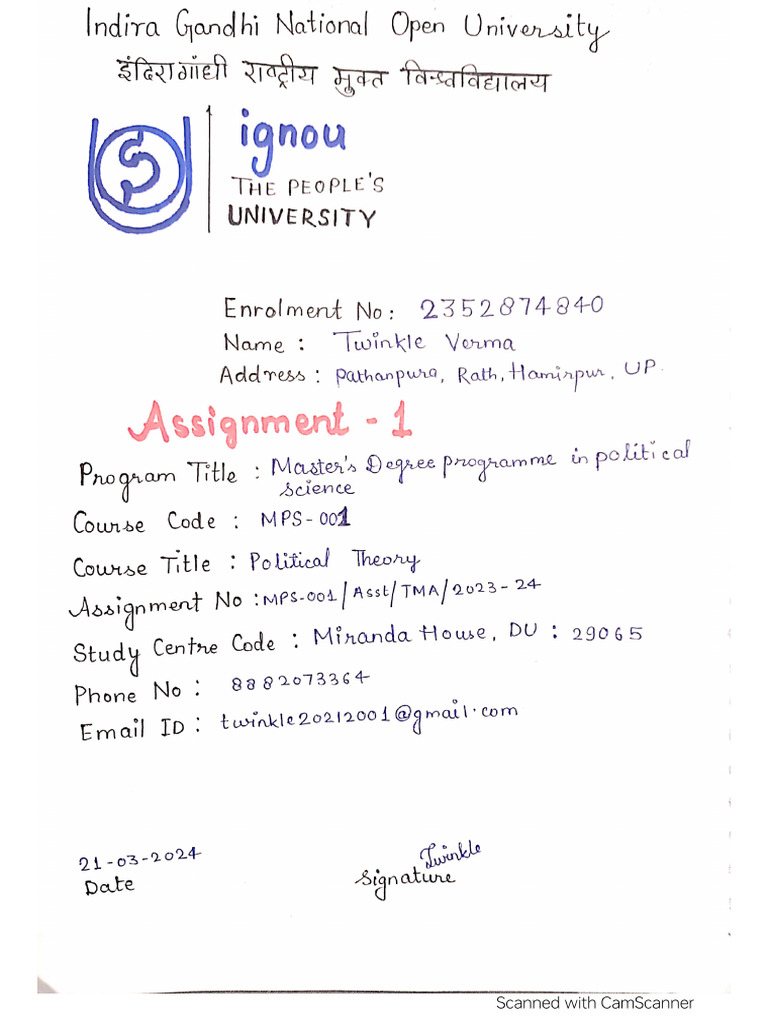 Assignment 1 Ignou MPS | PDF