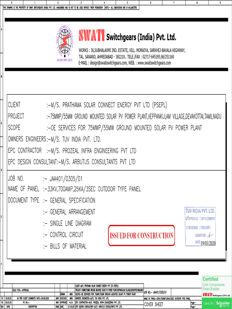 Psepl e DWG 119 D 33KV, 700amp, 25ka 3sec Outdoor Type Panel R02 16 | PDF | Electronics | Power ...