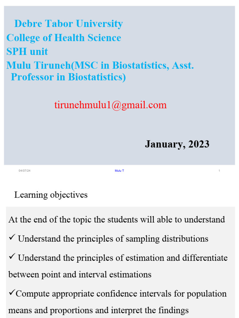 7 Sampling Distribution Andestimation Pdf Confidence Interval Estimator