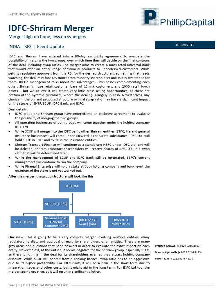 PC - IDFC Shriram Merger Event Update - July 2017 20170710181456 | PDF ... PC - IDFC Shriram Merger Event Update - July 2017 20170710181456 | PDF ...