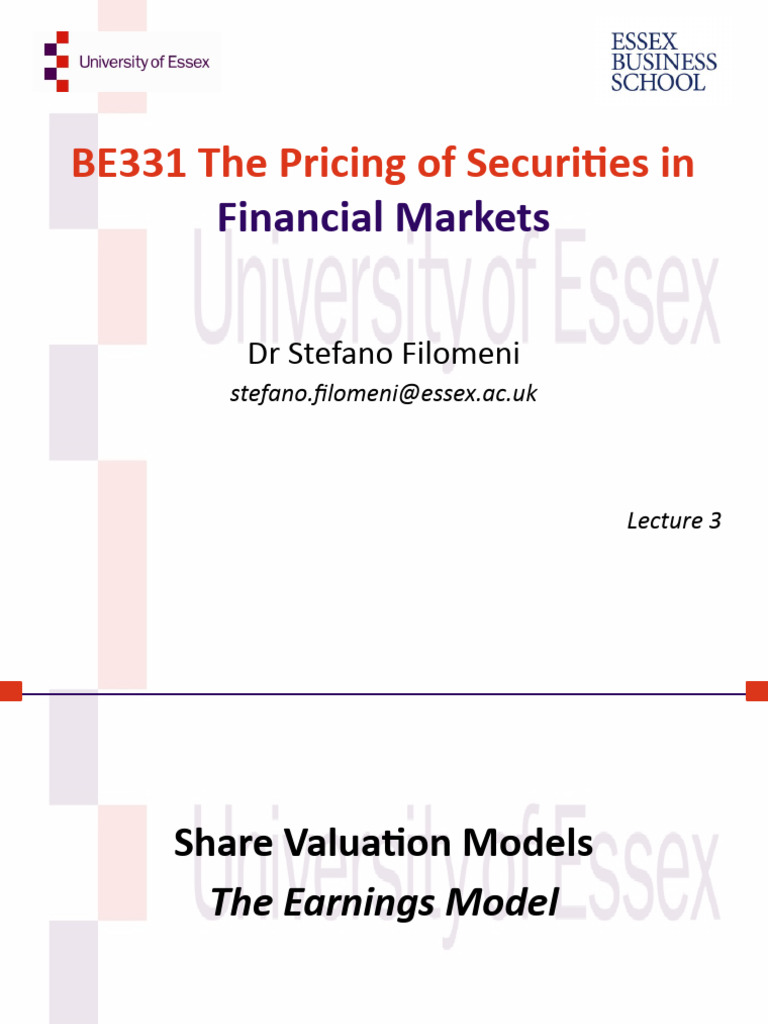 BE331 - Lecture 3 Slides | PDF | Valuation (Finance) | Dividend