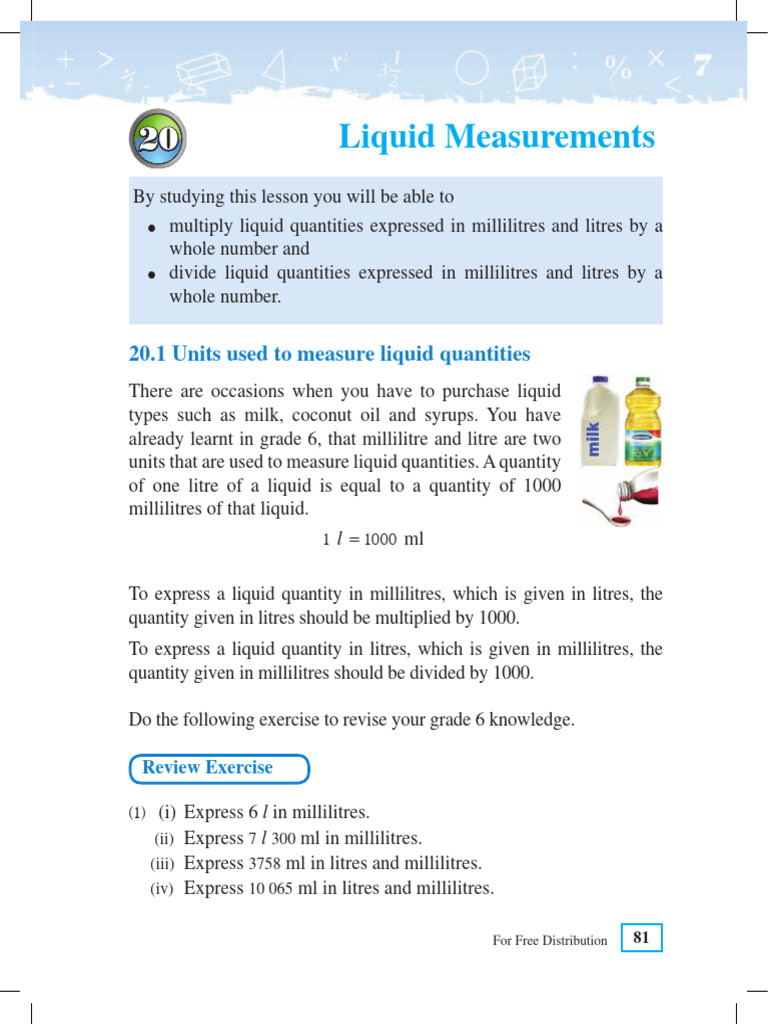 20.liquid Measurements | PDF | Litre