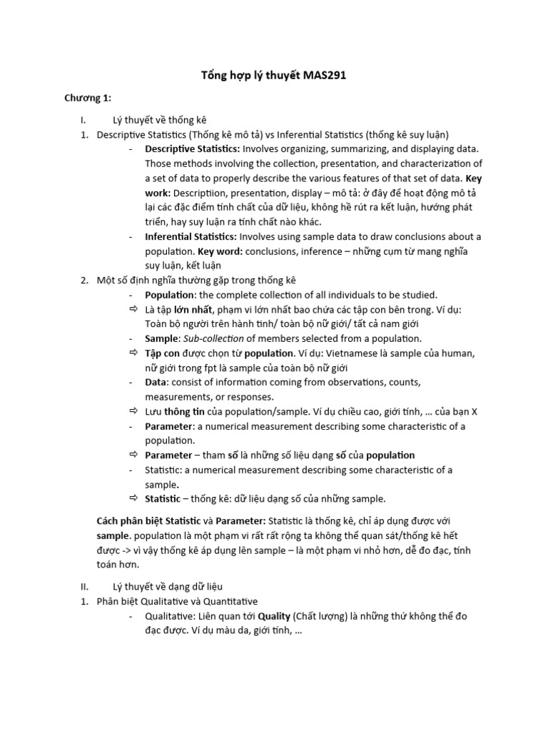 MAS291 - Tong Hop Kien Thuc Pt1 | PDF