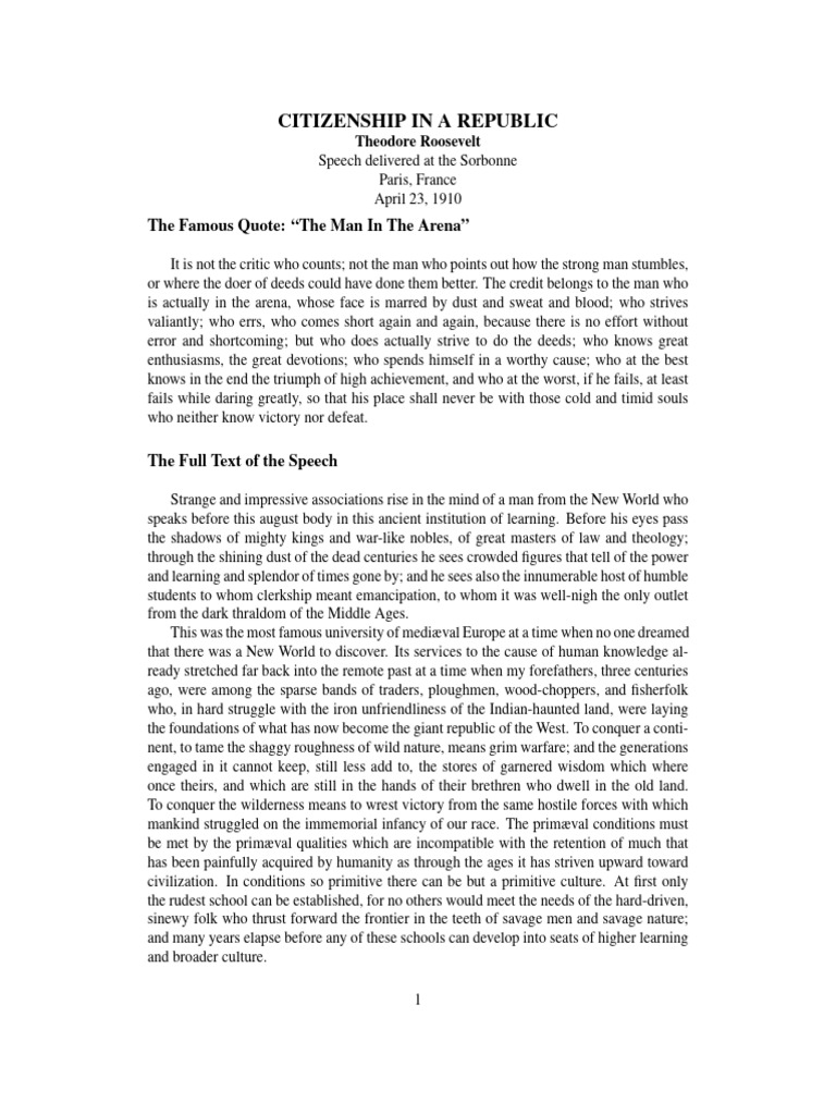 01 Roosevelt, 1910 Citizenship_in_a_Republic | PDF