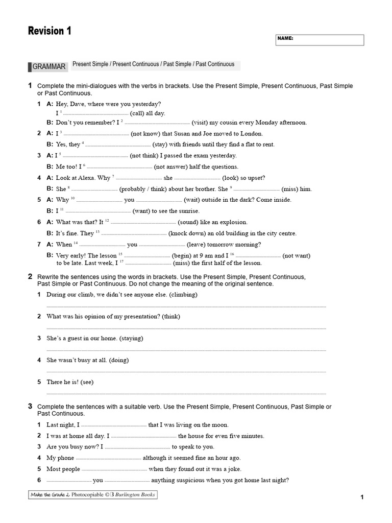 Revision 1 Incluye Un Repaso Básico A Los Tiempos Verbales de ESO | PDF ...