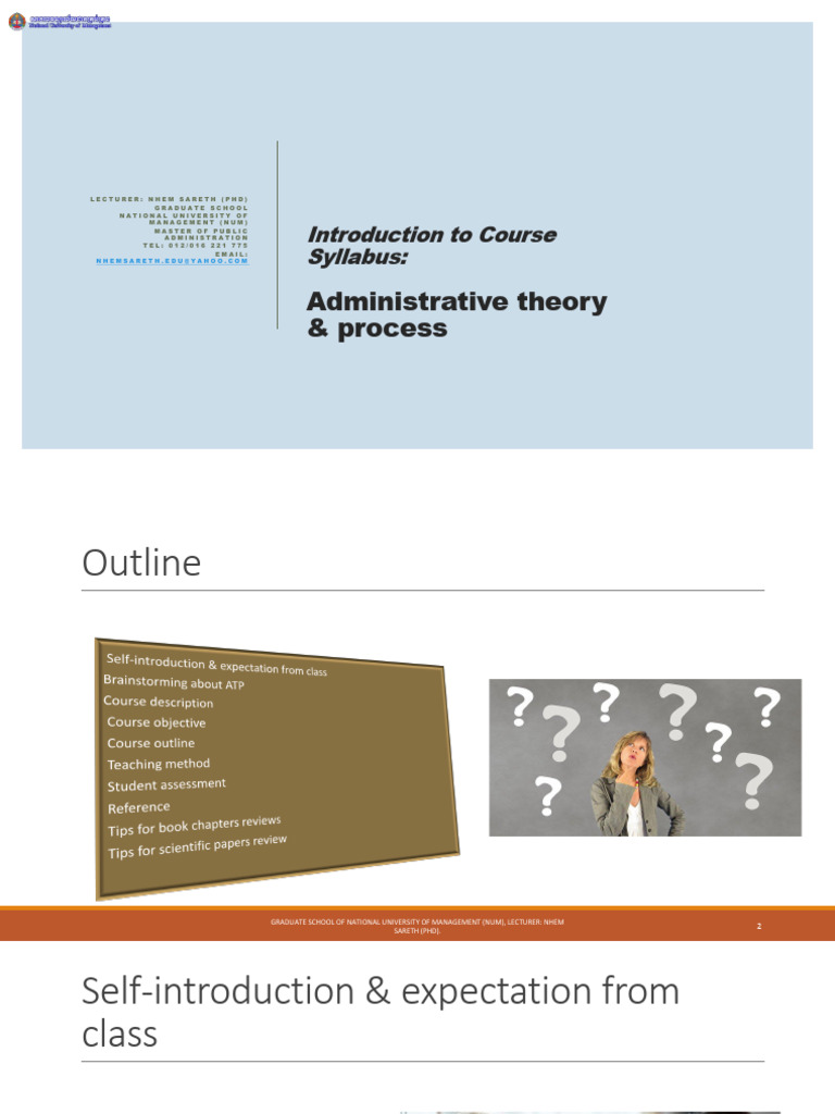 Admin Theory Week1 | PDF | Public Administration | Teaching Method