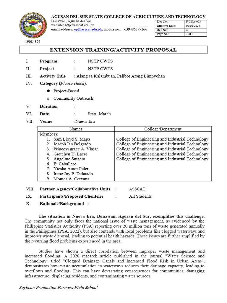 g3 Project Proposal | PDF | Flood | Waste Management
