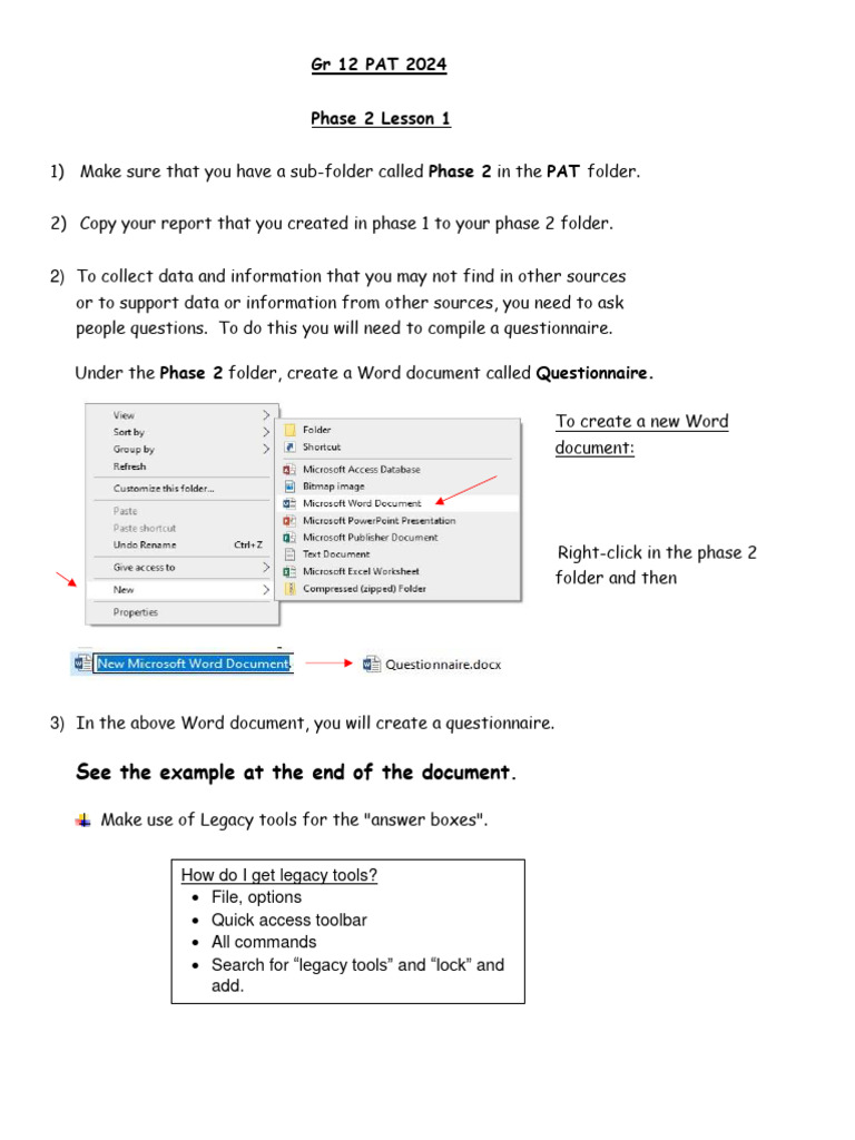 Lesson 1 Phase 2 Create Questionnaire | PDF | Questionnaire | Online ...