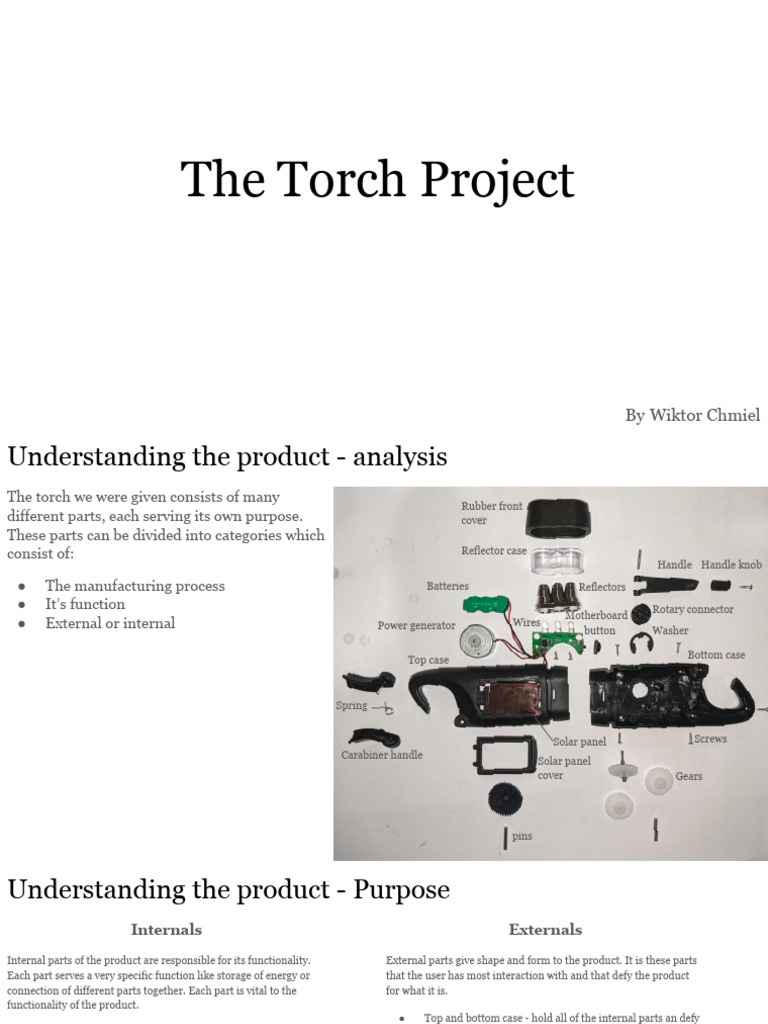 The Torch Project Wiktor Chmiel | PDF | Flashlight | Electricity Generation