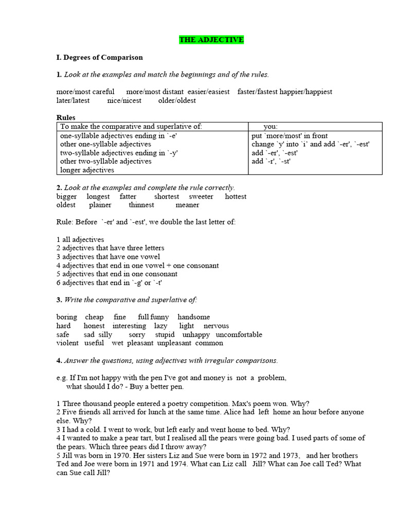 Practical Tasks Adjectives 1 Office Word | PDF | Adjective | Linguistics