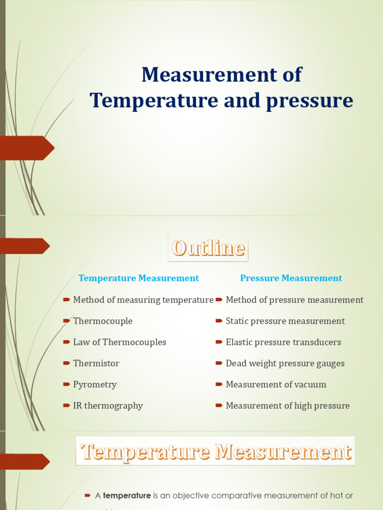 Module 4.2 Measurement of Temperature and Pressure | PDF | Pressure Measurement | Electrical ...