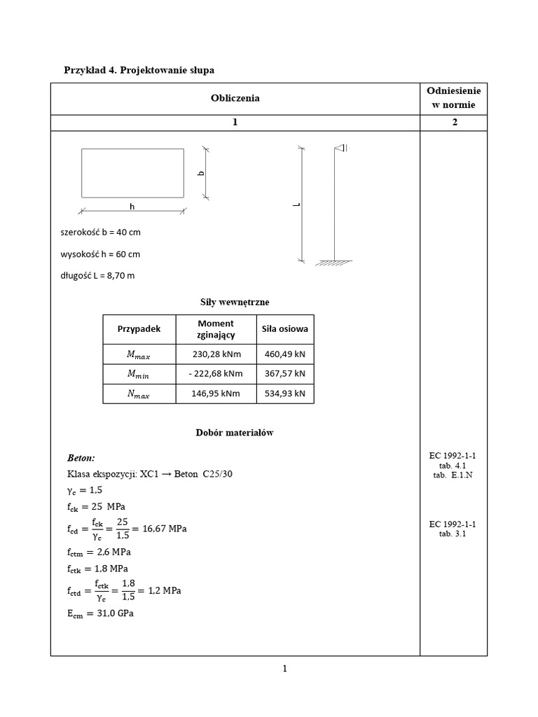 Przyklad 4 - Projektowanie Slupa | PDF