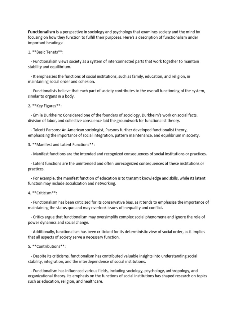 Functionalism As A Perspective | PDF | Renaissance | Liberal Arts Education