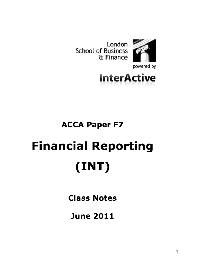 ACCA F7 Notes | PDF