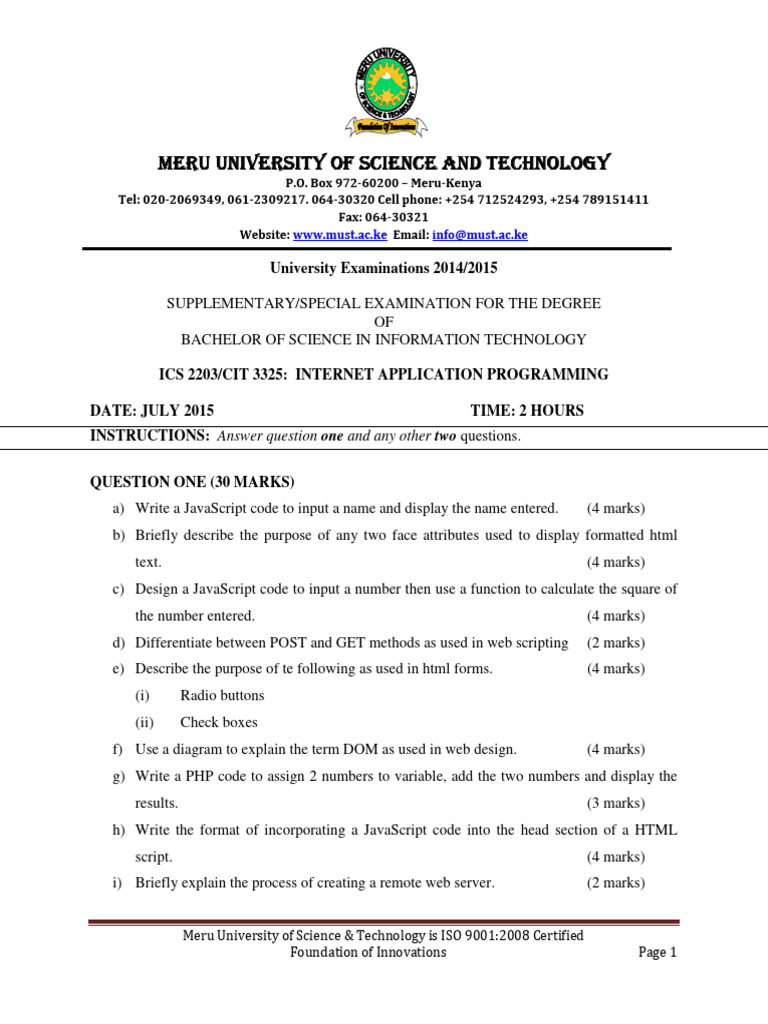 Microsoft Word 7. Ics 2203 Cit 3325 Internet Application Programming | PDF | World Wide Web ...