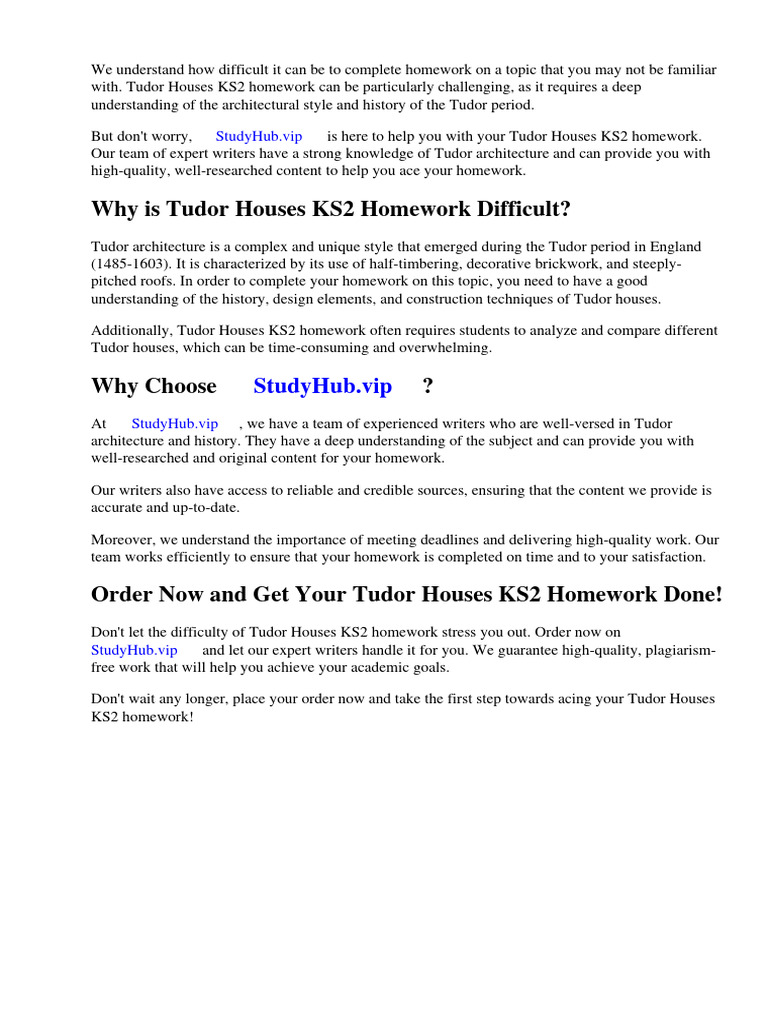 Tudor Houses Ks2 Homework | Download Free PDF | House Of Tudor | Tudor ...