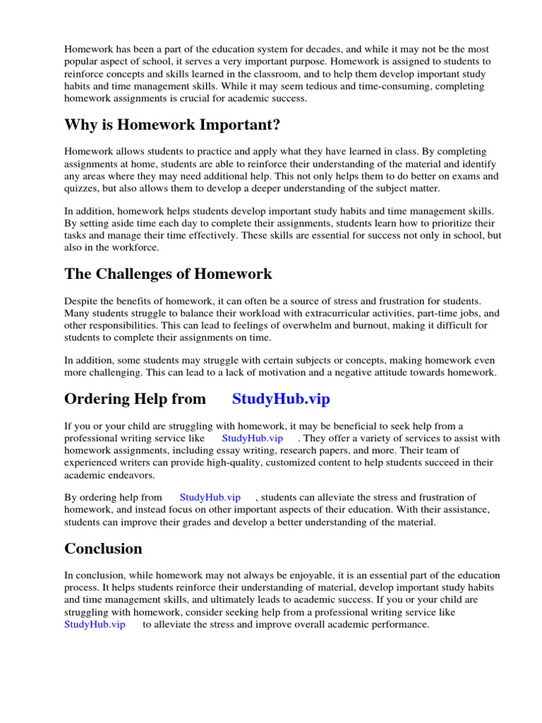 Homework Why Is It Important | PDF | Homework | Teachers