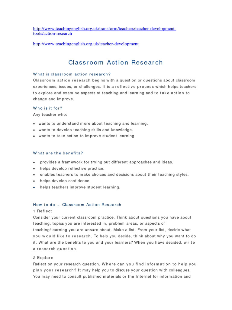 Classroom Action Research | PDF | Learning | Action Research