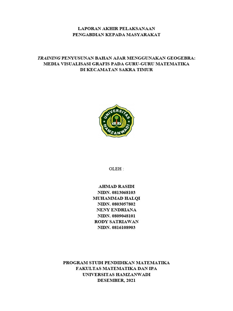 Contoh Laporan Akhir PKM | PDF