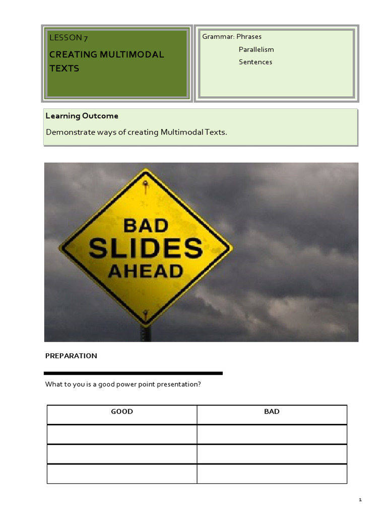 Lesson 7 - Creating Multimodal Texts 1 | Download Free PDF | Infographics | Typefaces