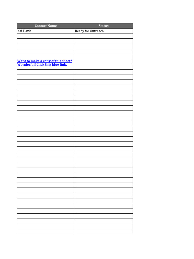 Outreach Tracking Spreadsheet | PDF
