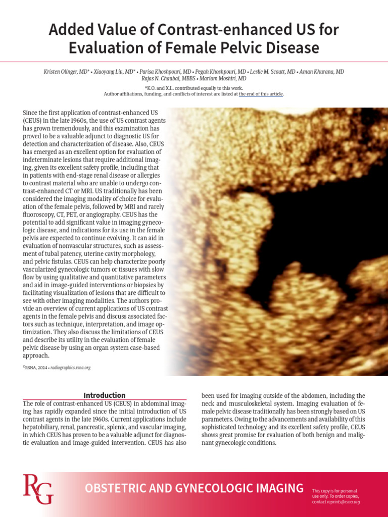 Olinger Et Al 2024 Added Value of Contrast Enhanced Us For Evaluation ...