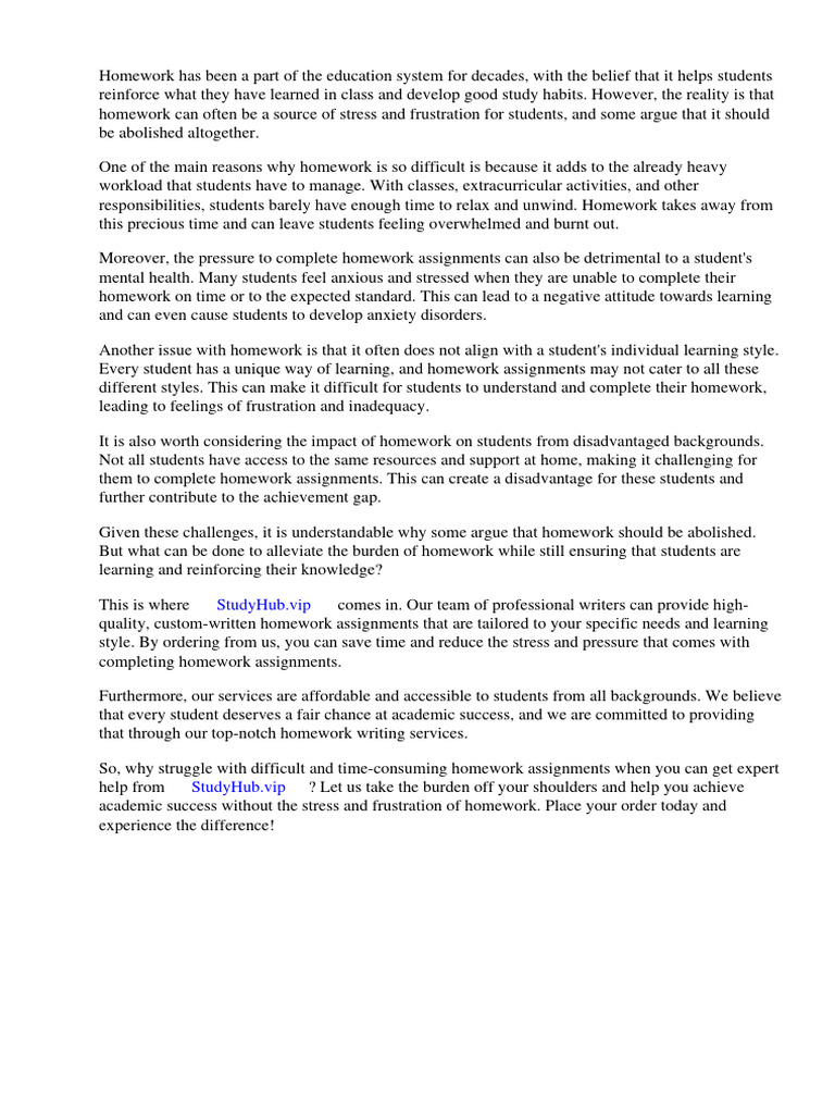 Homework Should Be Abolished | PDF | Homework | Teachers