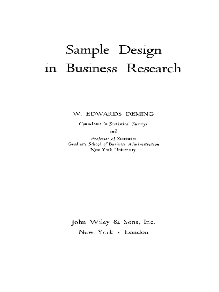 Sample Design in Business Research - W. Edwards Deming (1960) | PDF