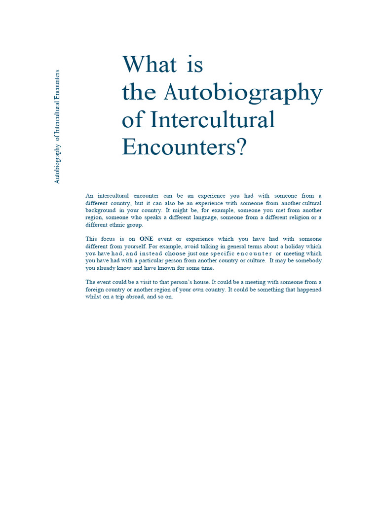Autobiography of Intercultural Encounters | PDF | Experience | Feeling