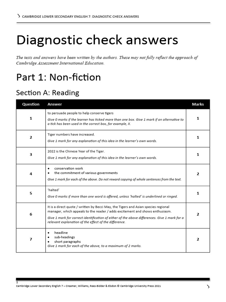 Grade 7 English Diagnostic Test Answers | PDF | Syntax | English Language