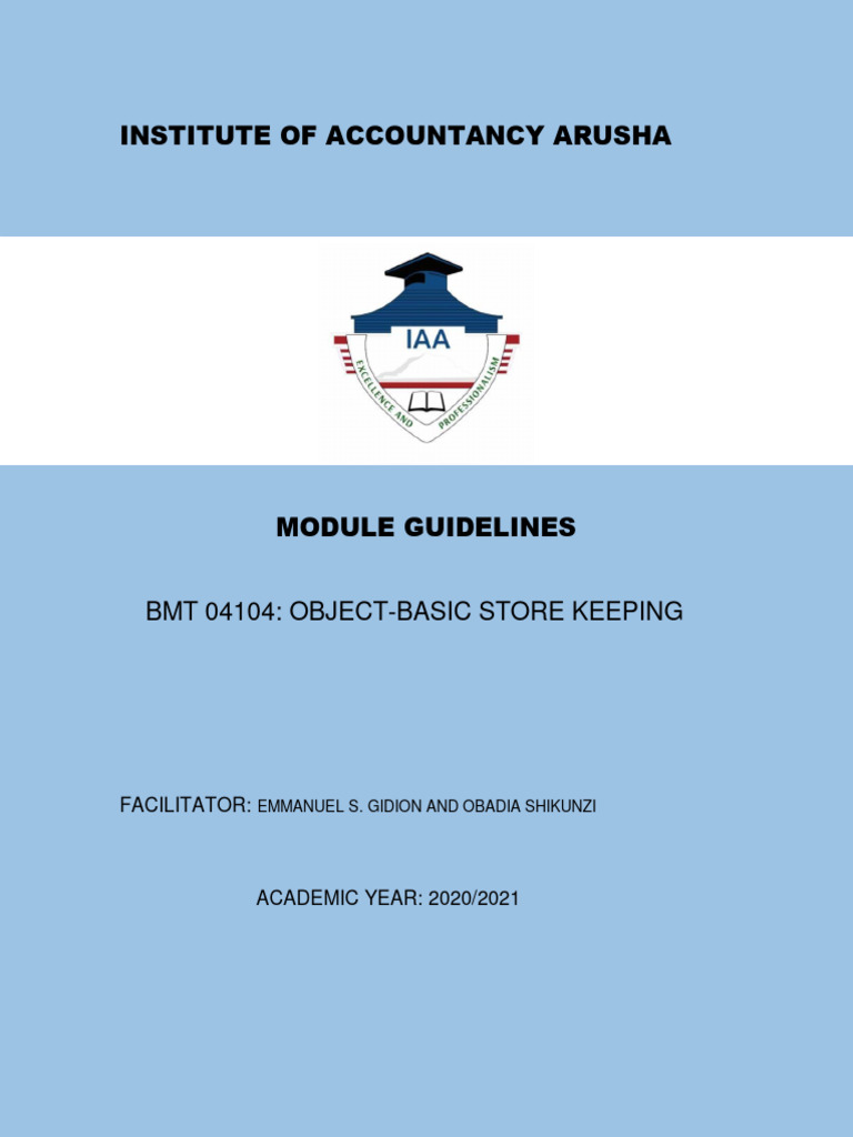 Module Guideline-BTCPLM AND BTCBM - BASIC STORE KEEPING-1 | PDF | Lecture