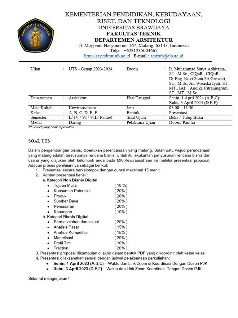 Soal Uts Kwu 2024 | PDF