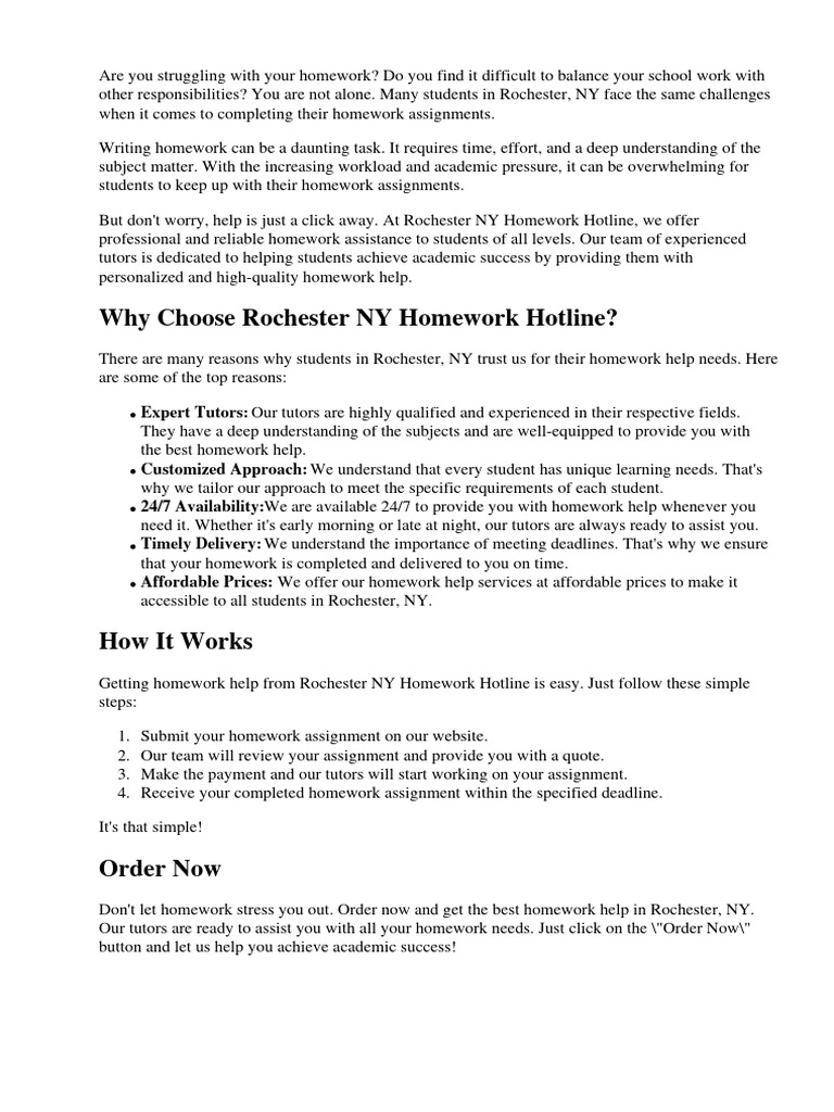 Rochester Student Homework Help | PDF | Homework | Essays