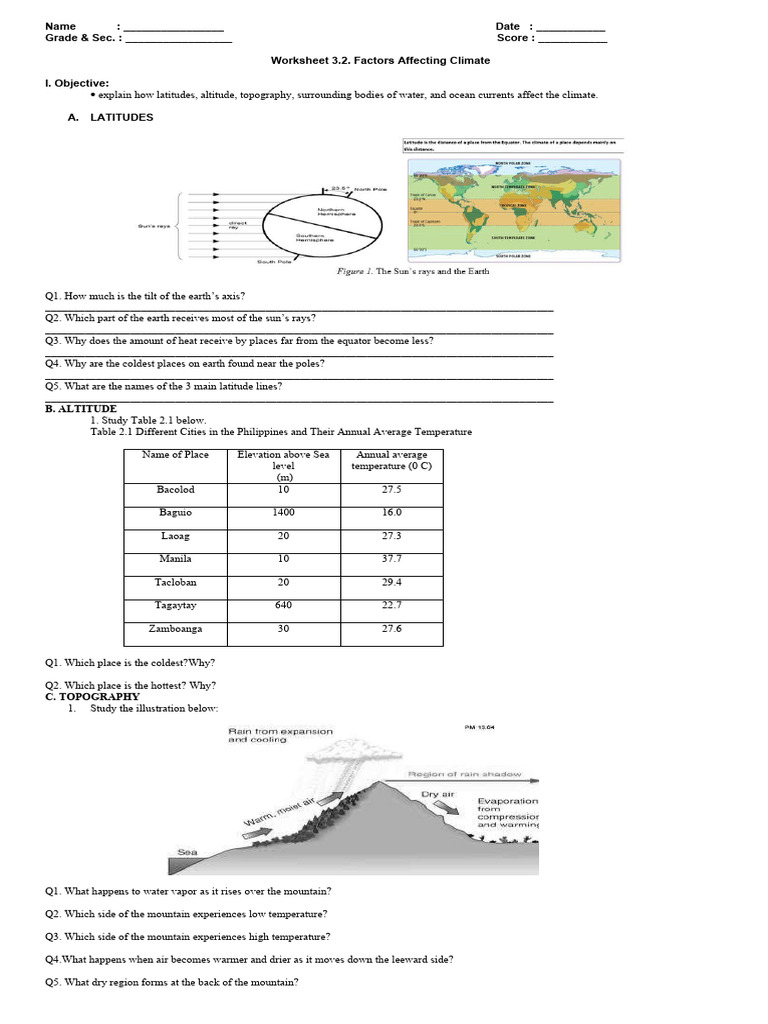 Factors Affecting Climate | PDF | Atmosphere Of Earth | Oceans