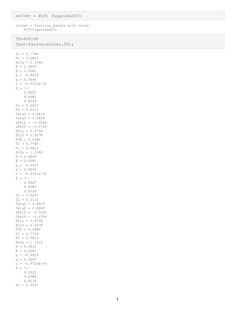 Fugacidad PR Etanol | PDF | Applied Mathematics | Mathematical Analysis