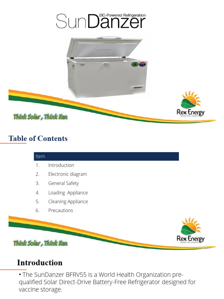SunDanzer BFRV55 User Manual | PDF | Refrigerator | Photovoltaics