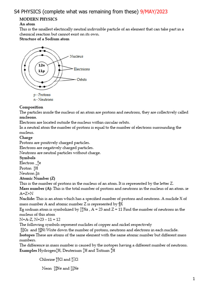 S4 Phy (Modern Physics) | PDF | Nuclear Physics | Nuclear Fusion