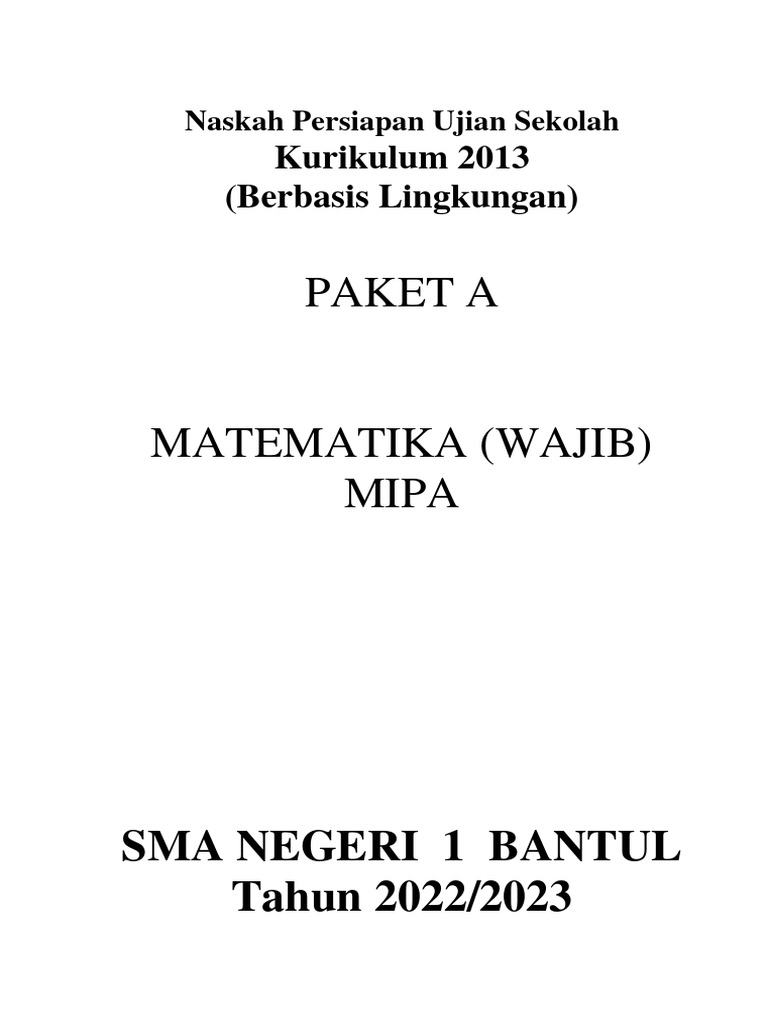 Soal Usek 2021 Utama Paket A | PDF