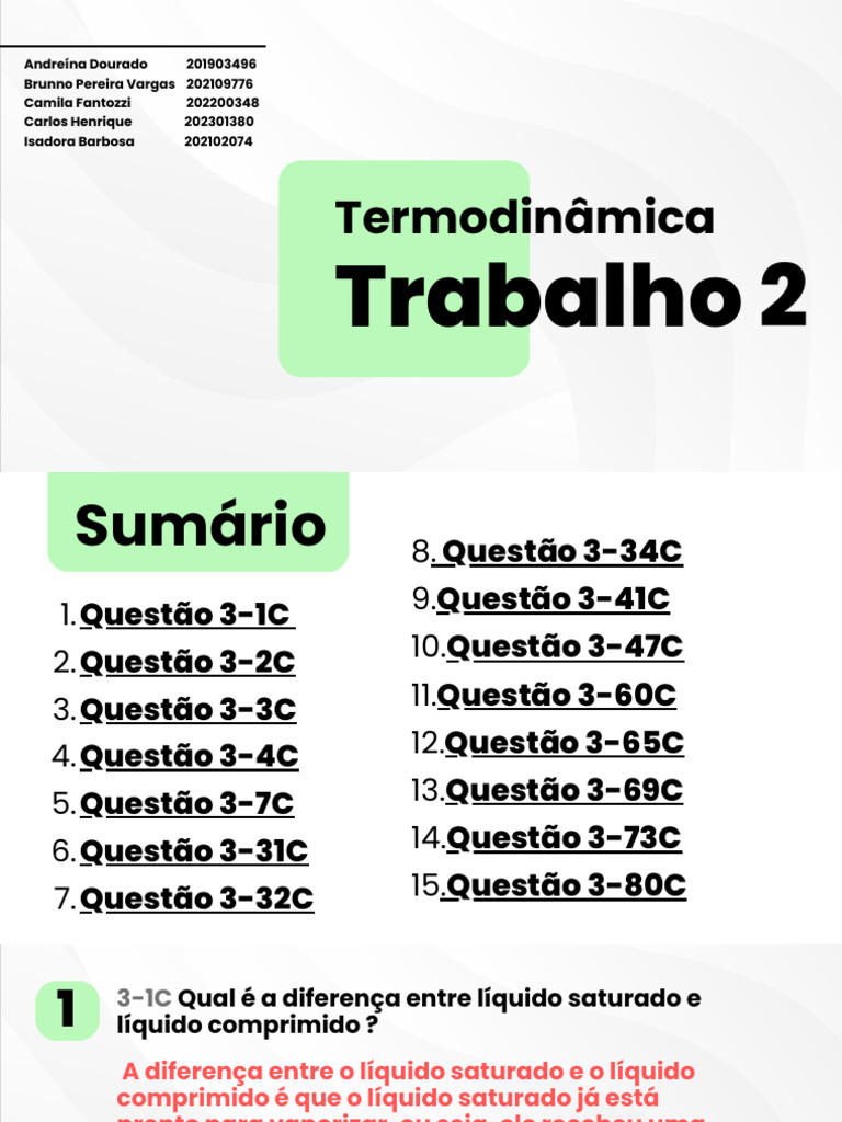 Trabalho 2 | PDF | Pressão | Temperatura