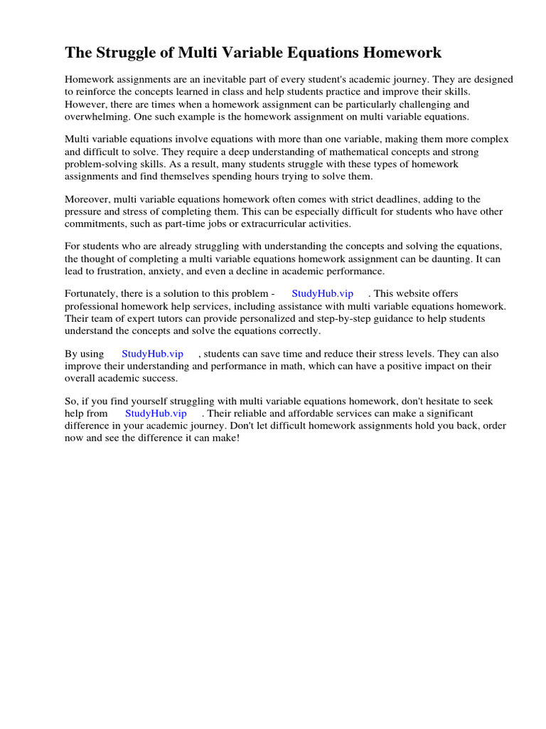 Homework 6 Multi Variable Equations | PDF | Equations | Mathematics