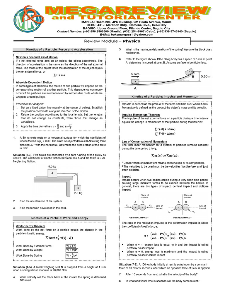 RM 09 - Physics For Engineers (Part 02) | PDF | Force | Collision