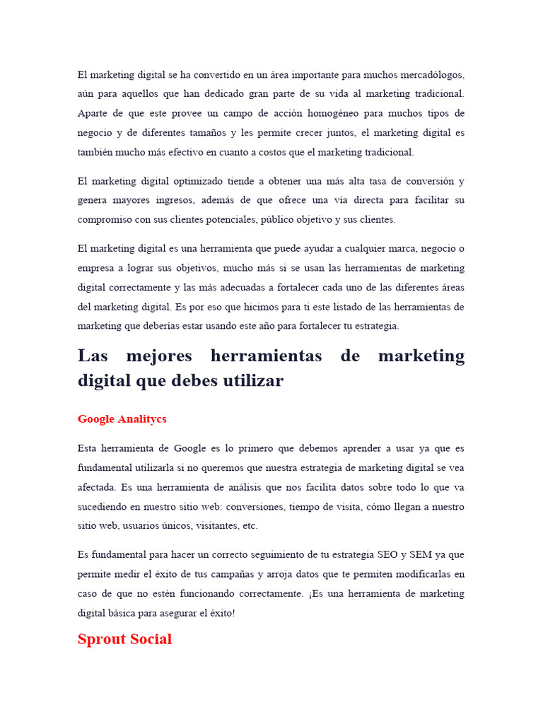 5 herramientas de marketing digital | PDF | Publicidad digital | Marketing