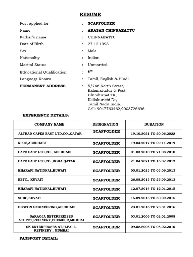 General Fitter Resume | PDF