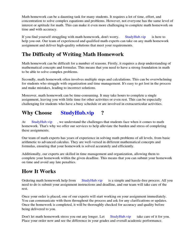 Math Homework Done For You | PDF | Mathematics | Homework
