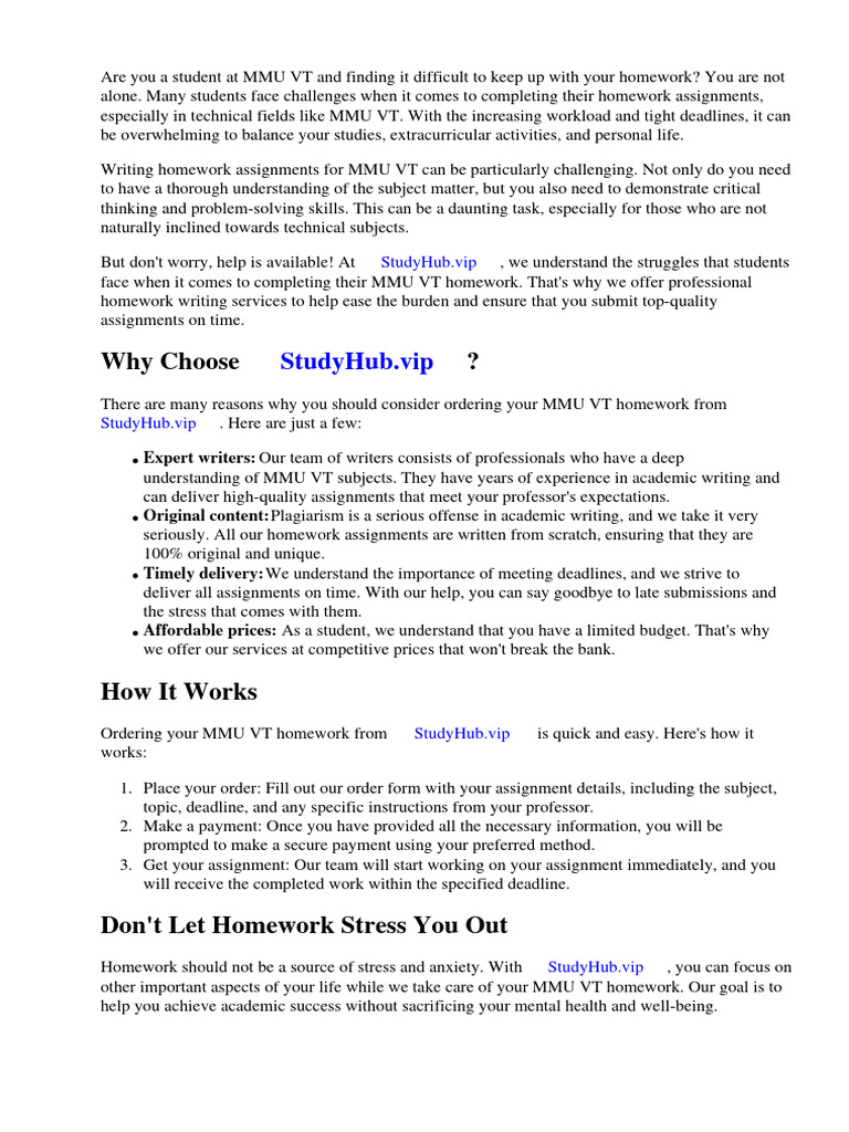Mmu VT Homework | PDF | Homework