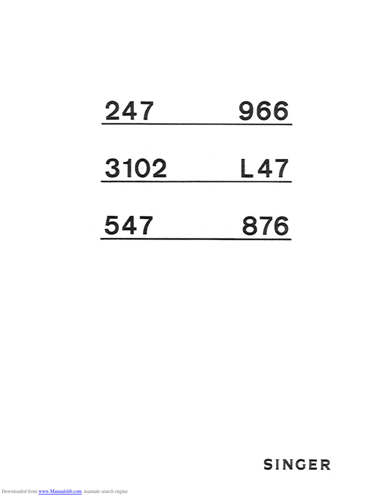 Singer 247 Sewing Machine Instruction Manual | PDF